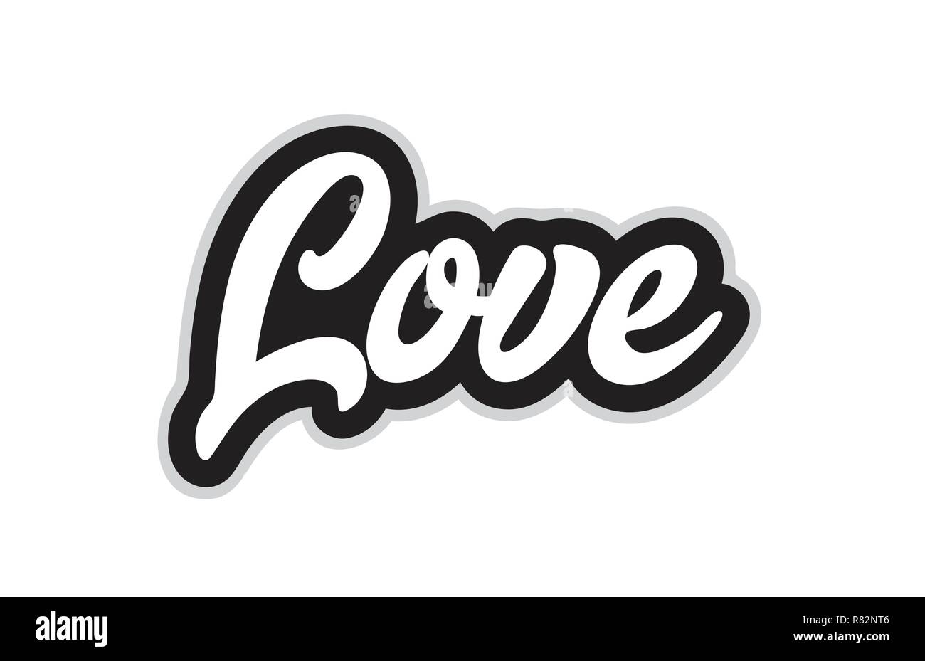 love hand written word text for typography design in black and white ...