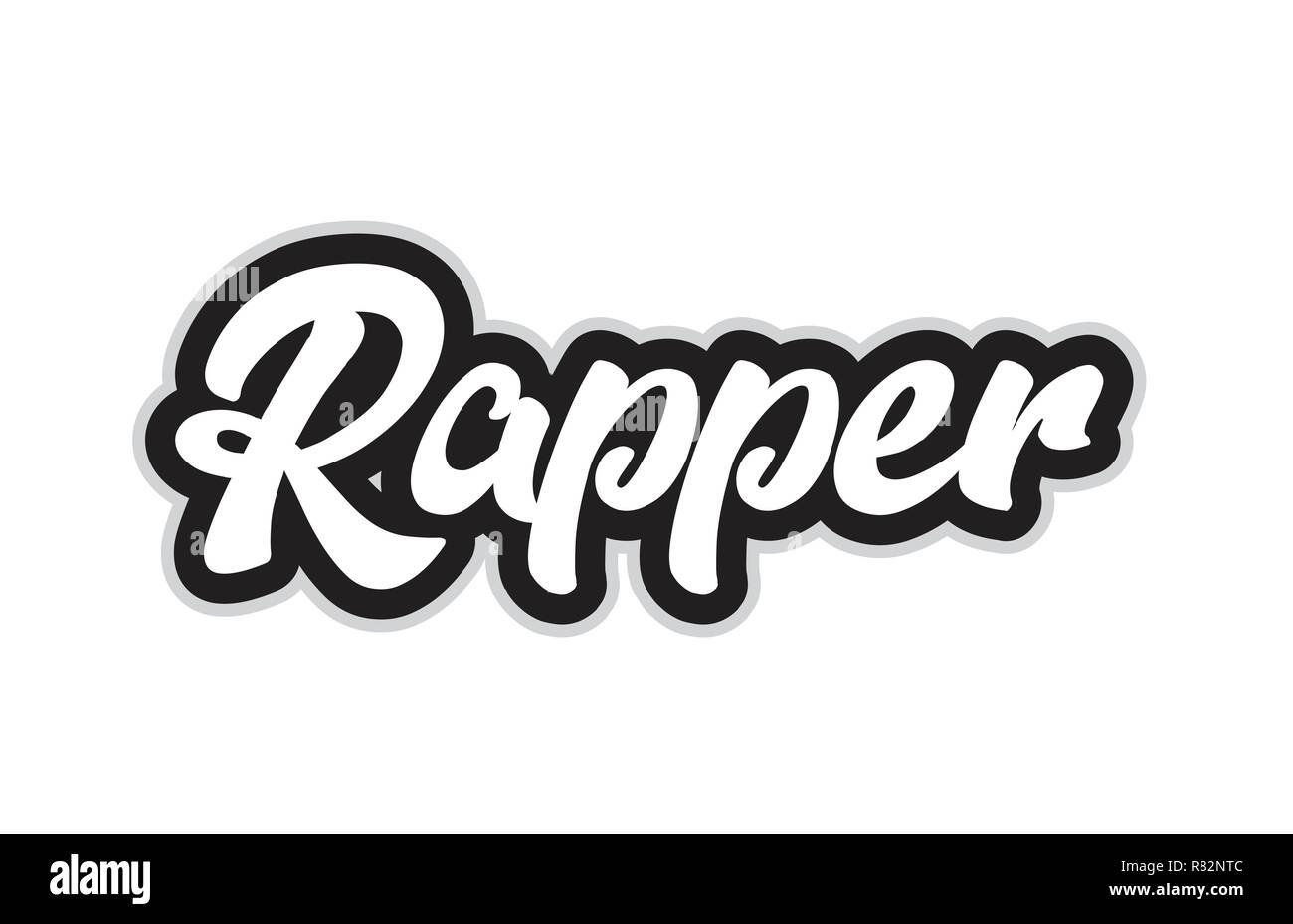 rapper hand written word text for typography design in black and white ...