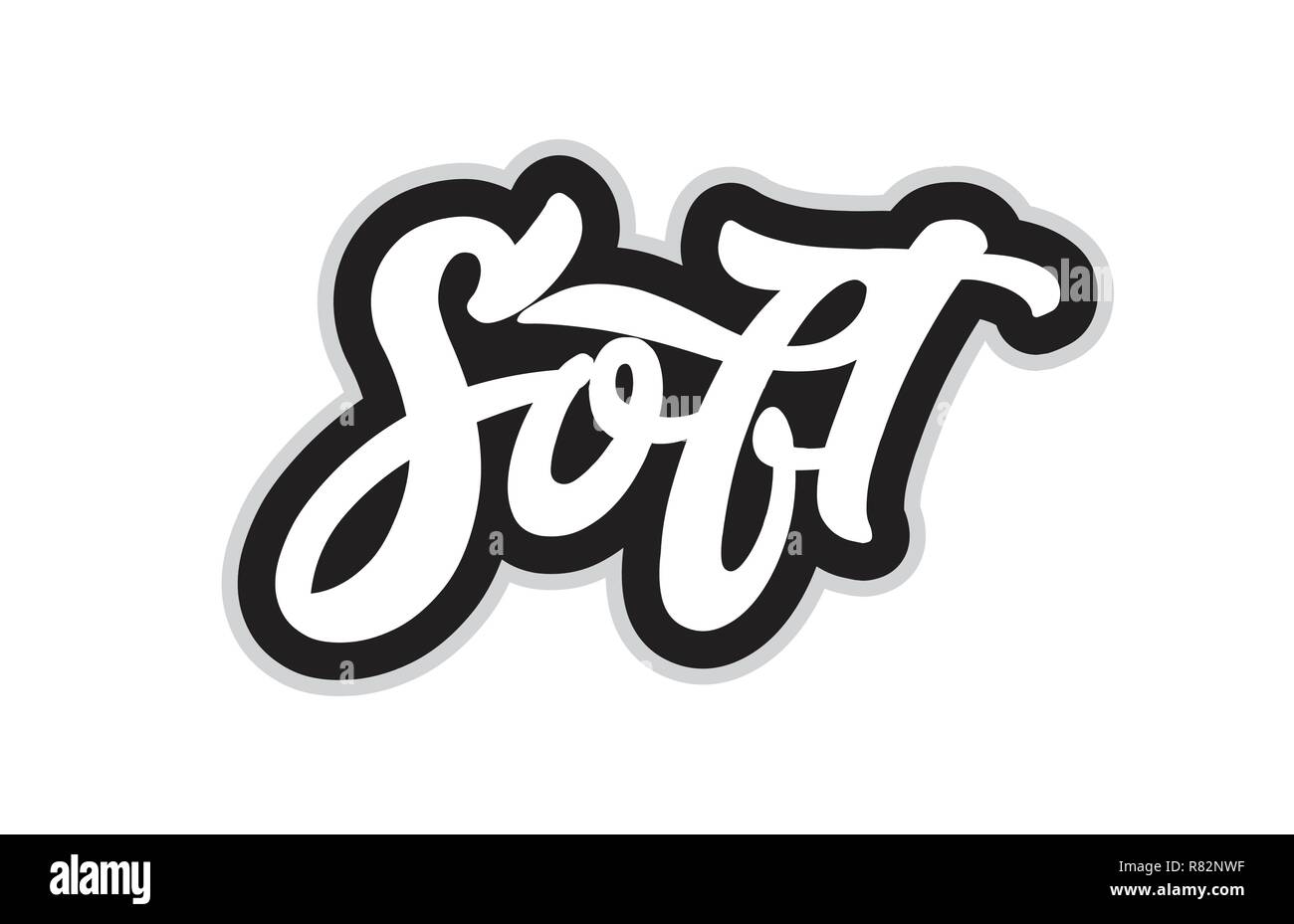 soft hand written word text for typography design in black and white ...