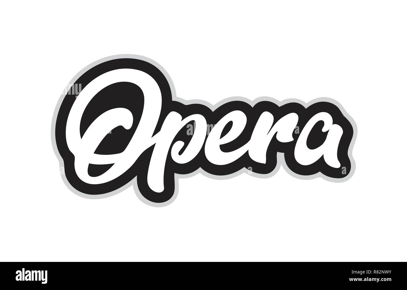 opera hand written word text for typography design in black and white ...