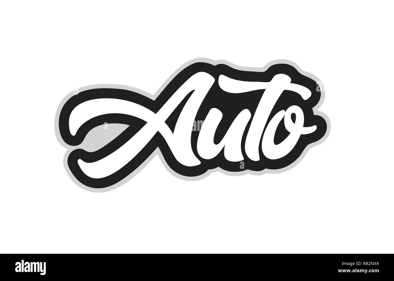 auto hand written word text for typography design in black and white ...