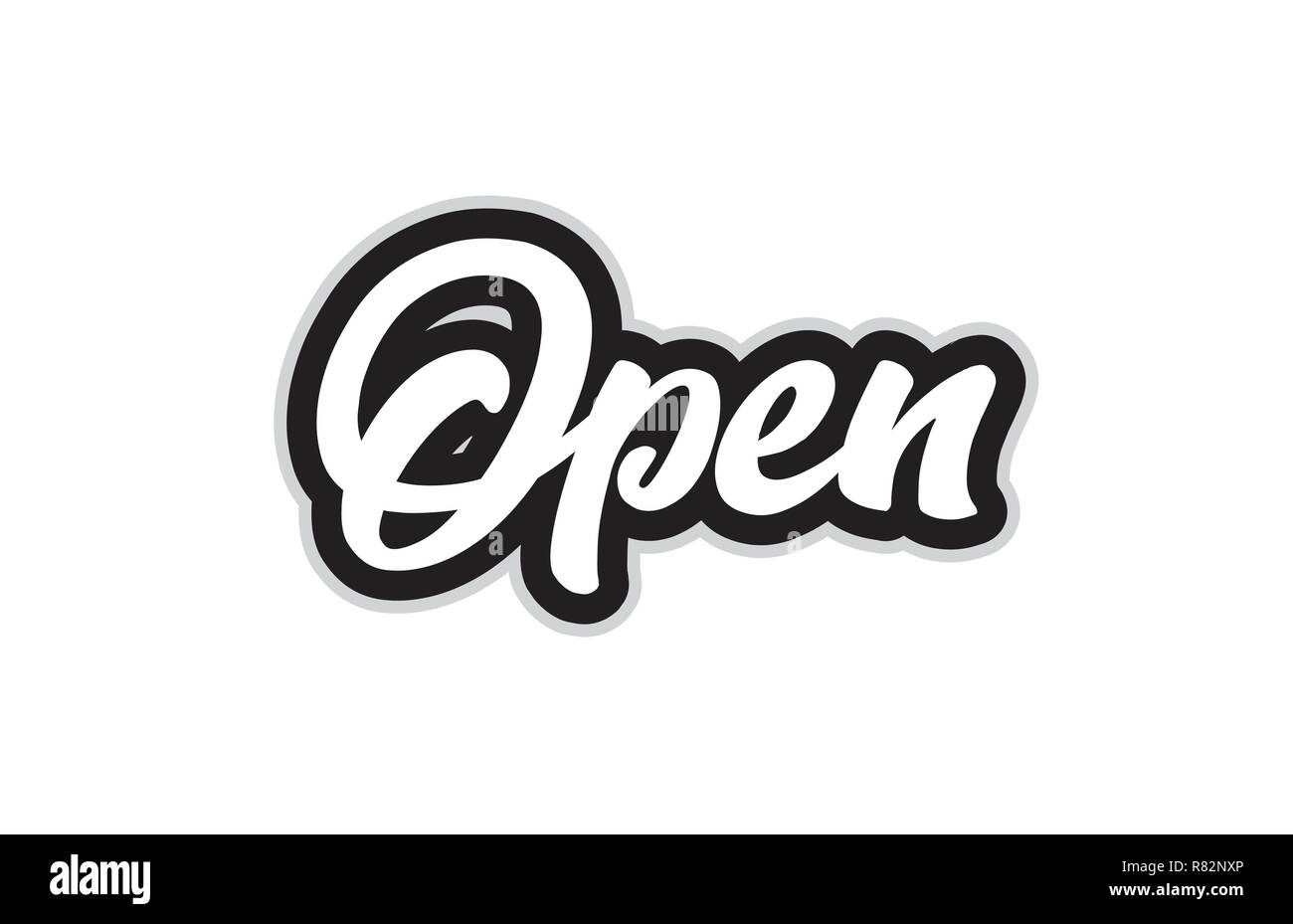 open hand written word text for typography design in black and white ...