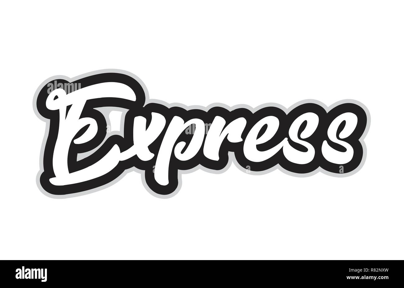 express hand written word text for typography design in black and white ...