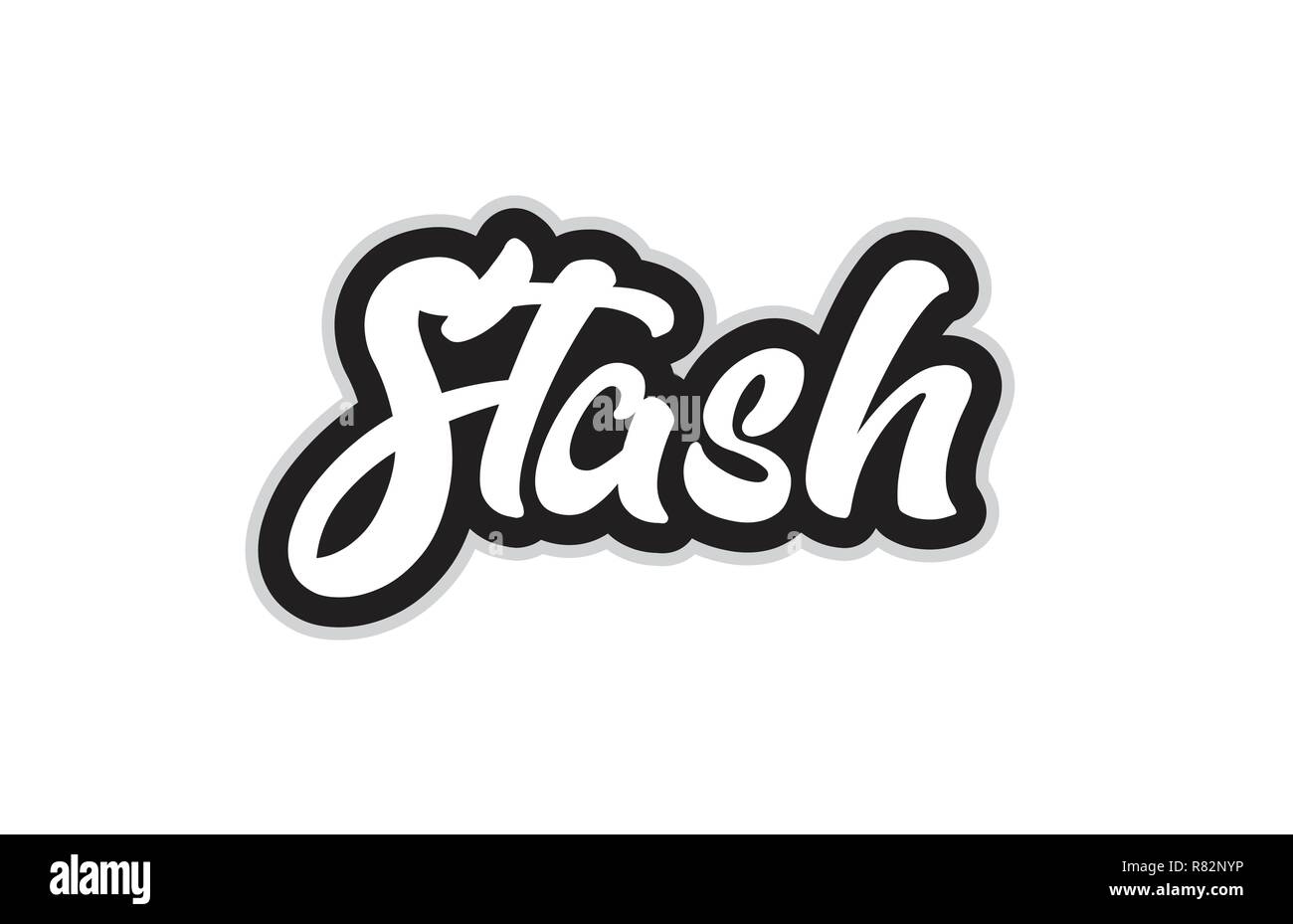 stash hand written word text for typography design in black and white ...