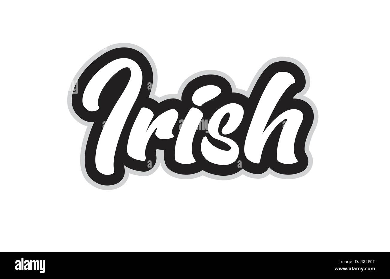 irish hand written word text for typography design in black and white ...