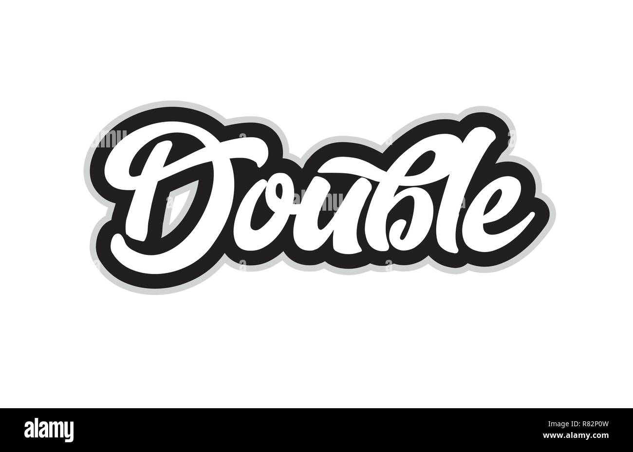 double hand written word text for typography design in black and white ...