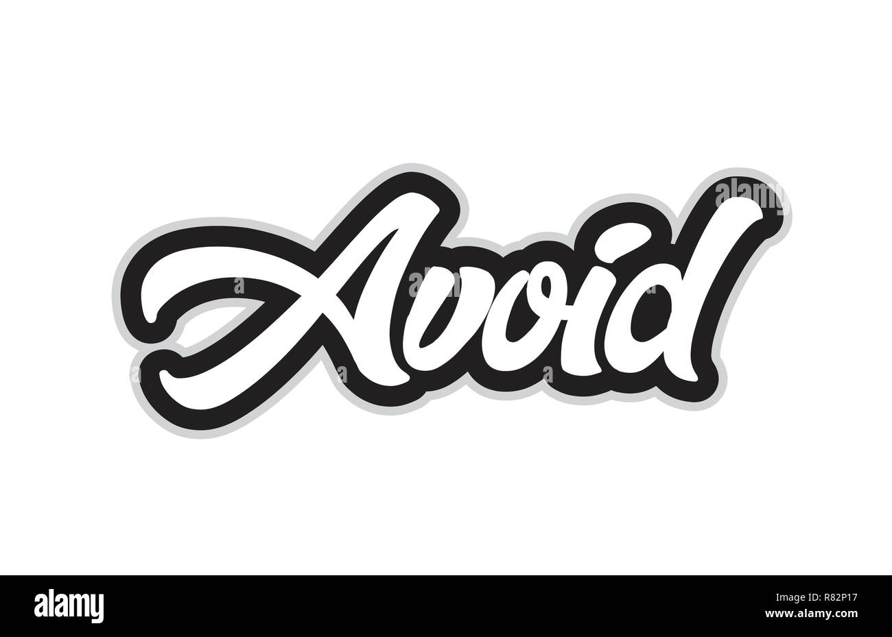 avoid hand written word text for typography design in black and white ...