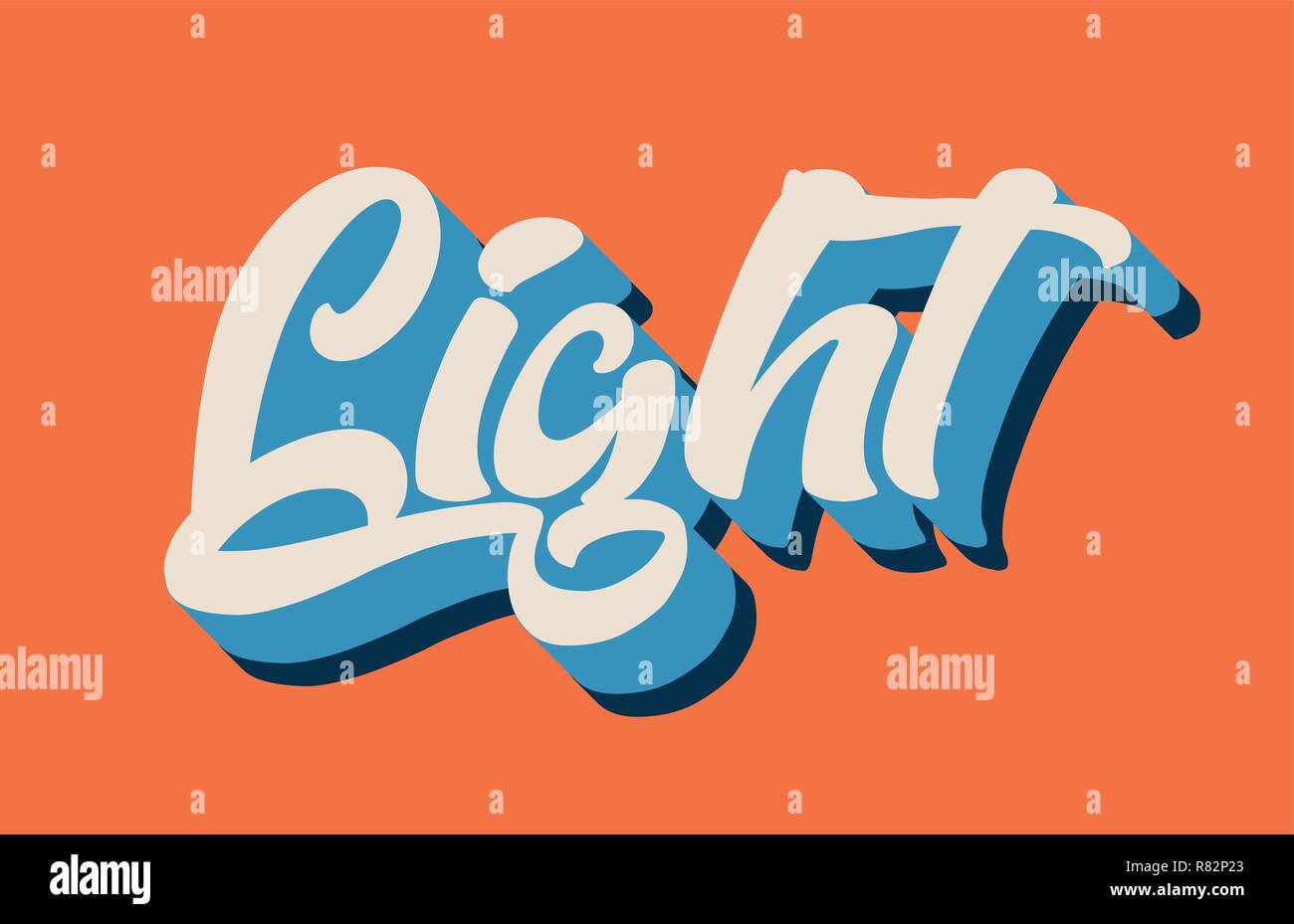 light hand written word text for typography design in orange blue white ...
