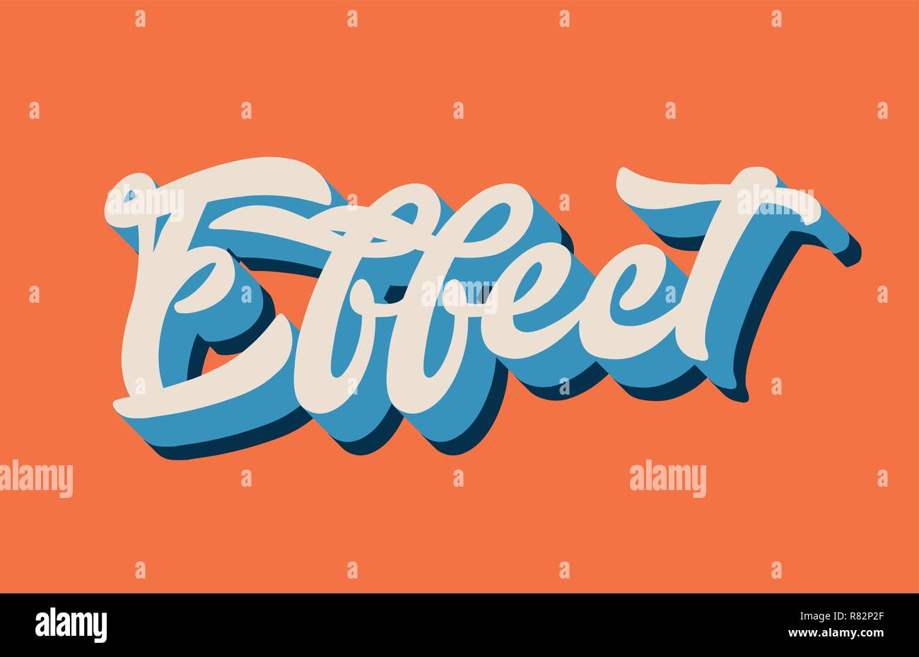 effect hand written word text for typography design in orange blue ...