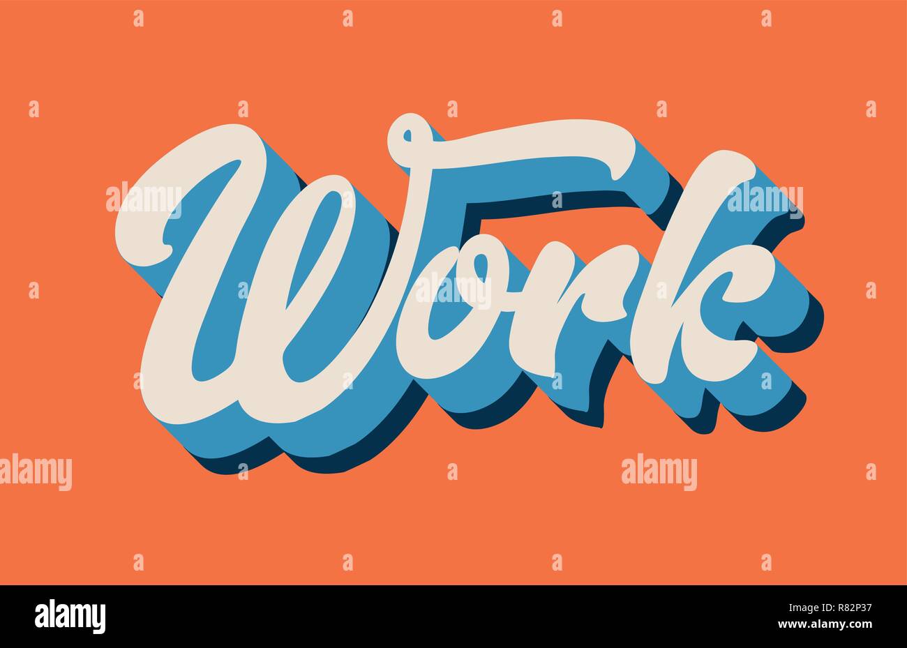 work hand written word text for typography design in orange blue white ...