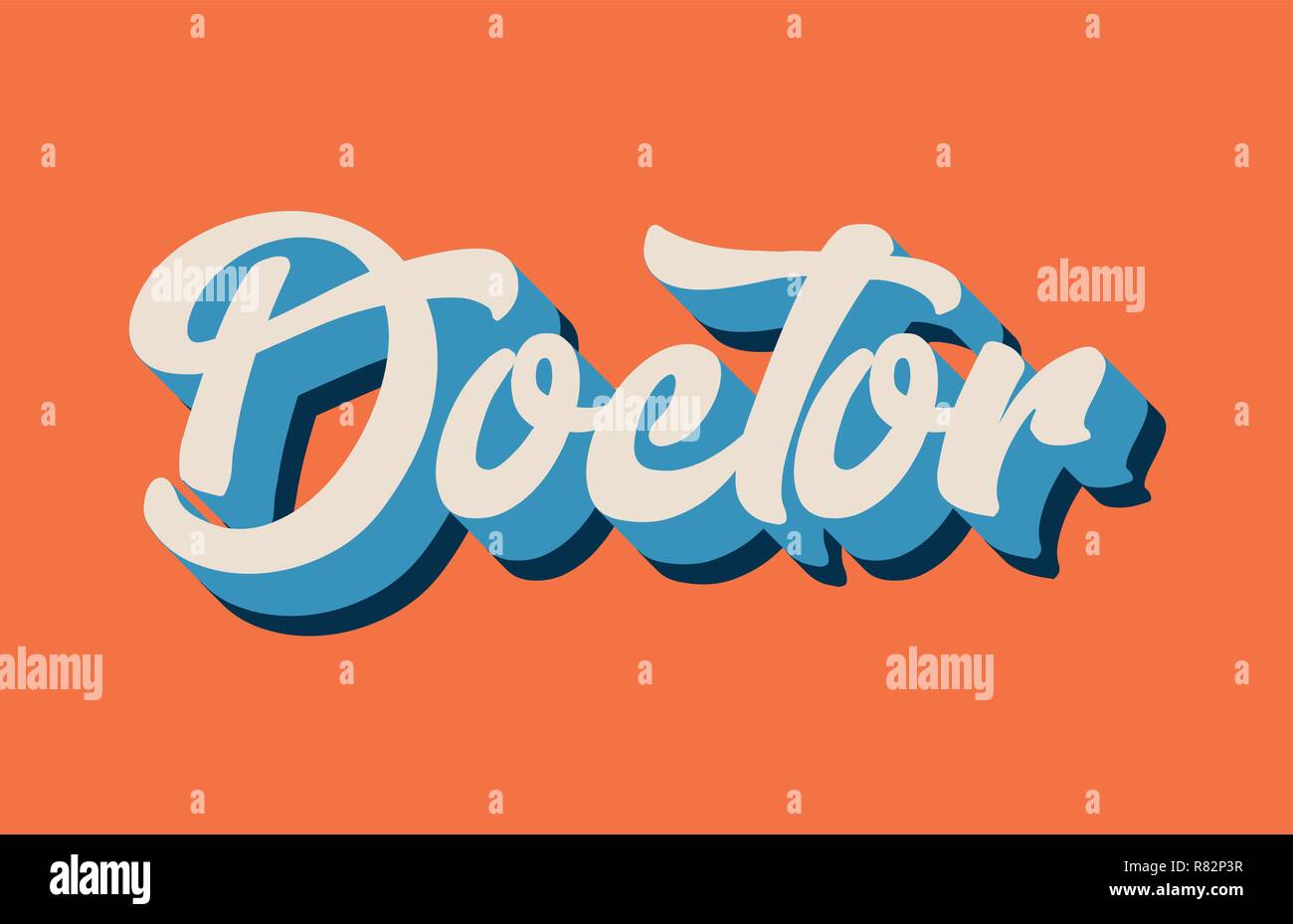 doctor hand written word text for typography design in orange blue ...