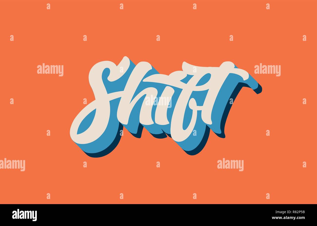 shift hand written word text for typography design in orange blue white ...