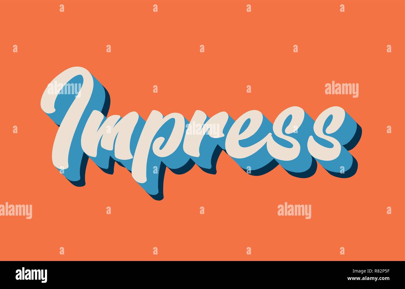 impress hand written word text for typography design in orange blue ...