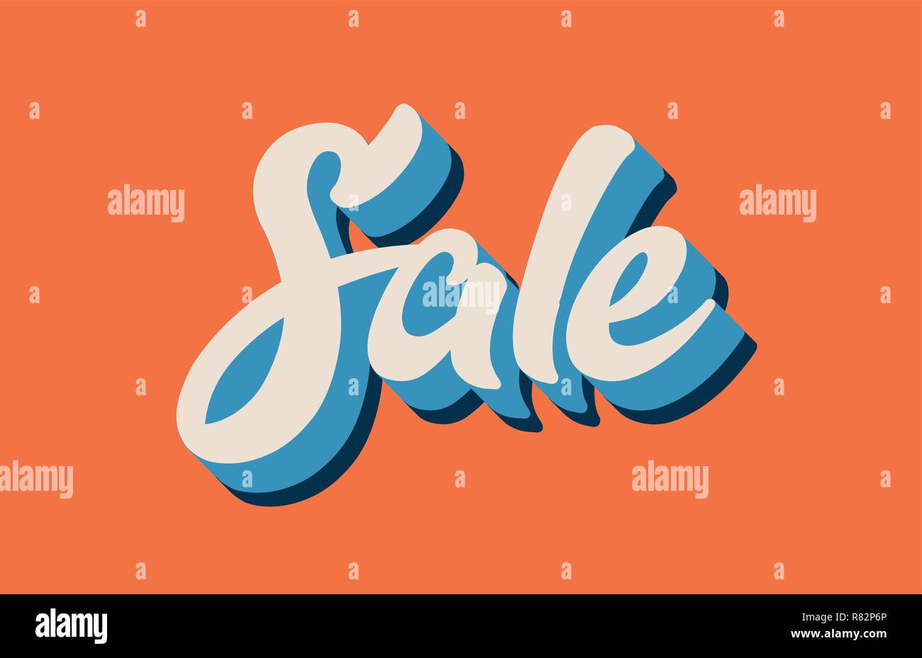 sale hand written word text for typography design in orange blue white ...