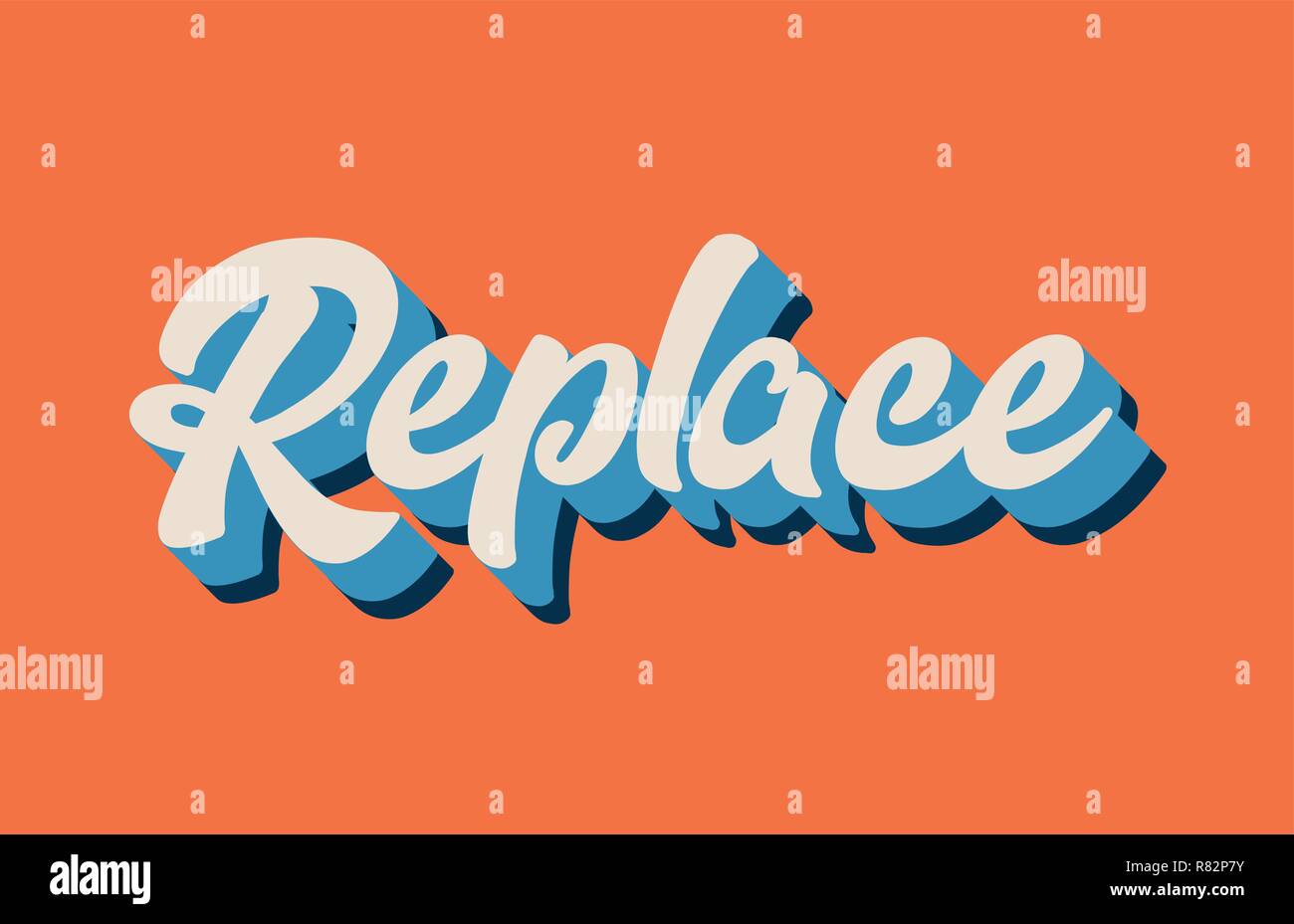 replace hand written word text for typography design in orange blue ...