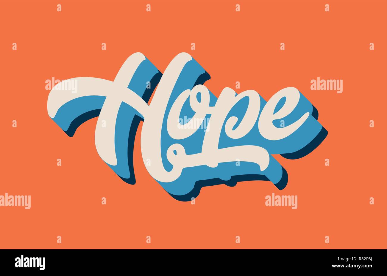 hope hand written word text for typography design in orange blue white ...