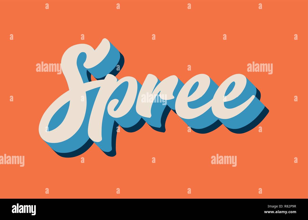 spree hand written word text for typography design in orange blue white ...