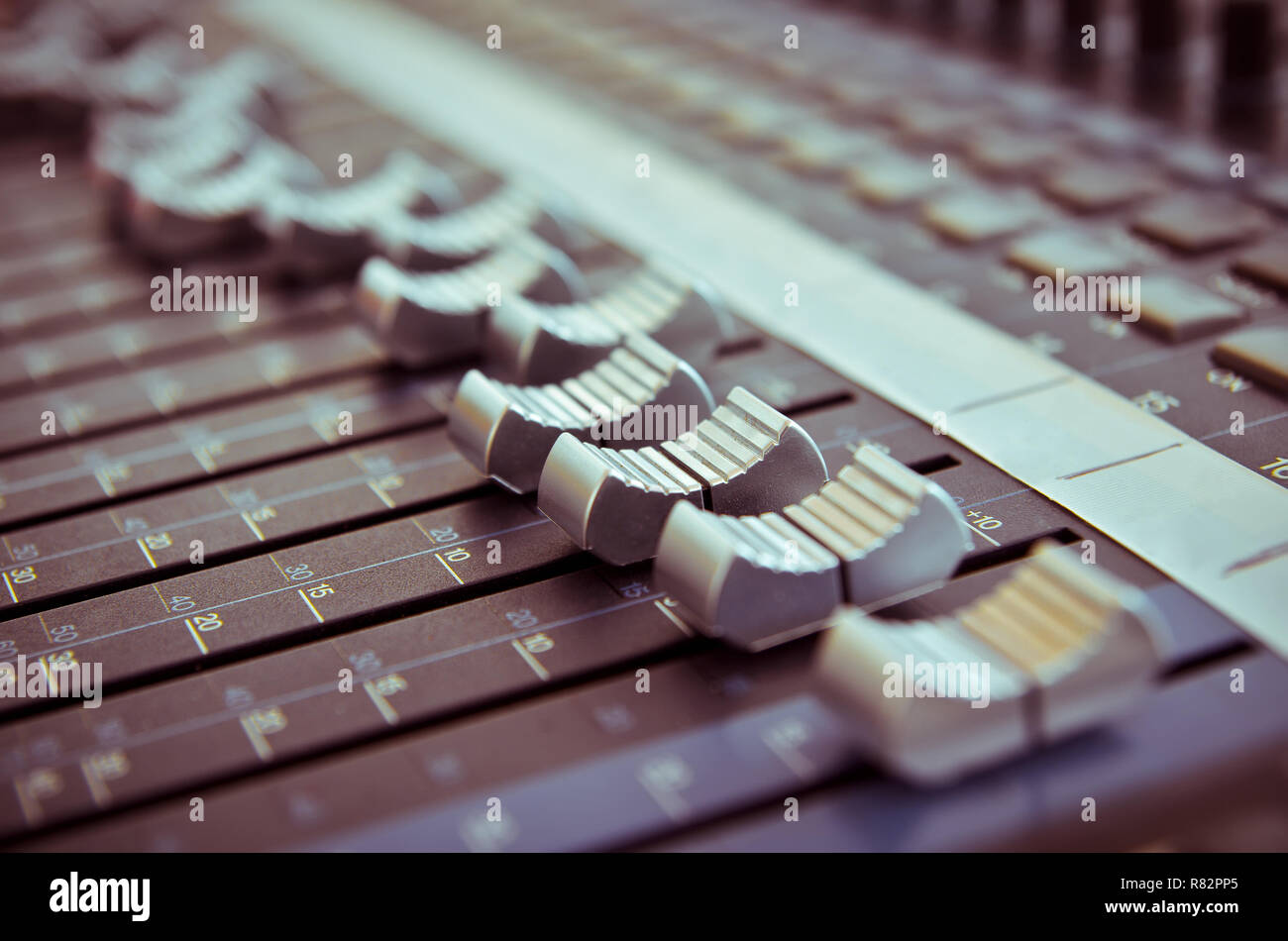brown sound music mixer control panel closeup Stock Photo - Alamy