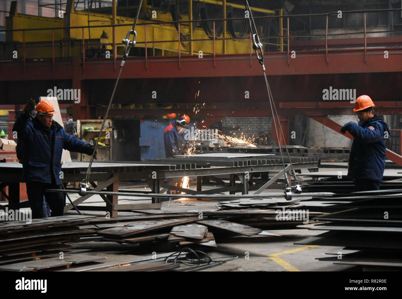 Ship building at the Russian shipyard "LOTOS" in Astrakhan, Russia ...