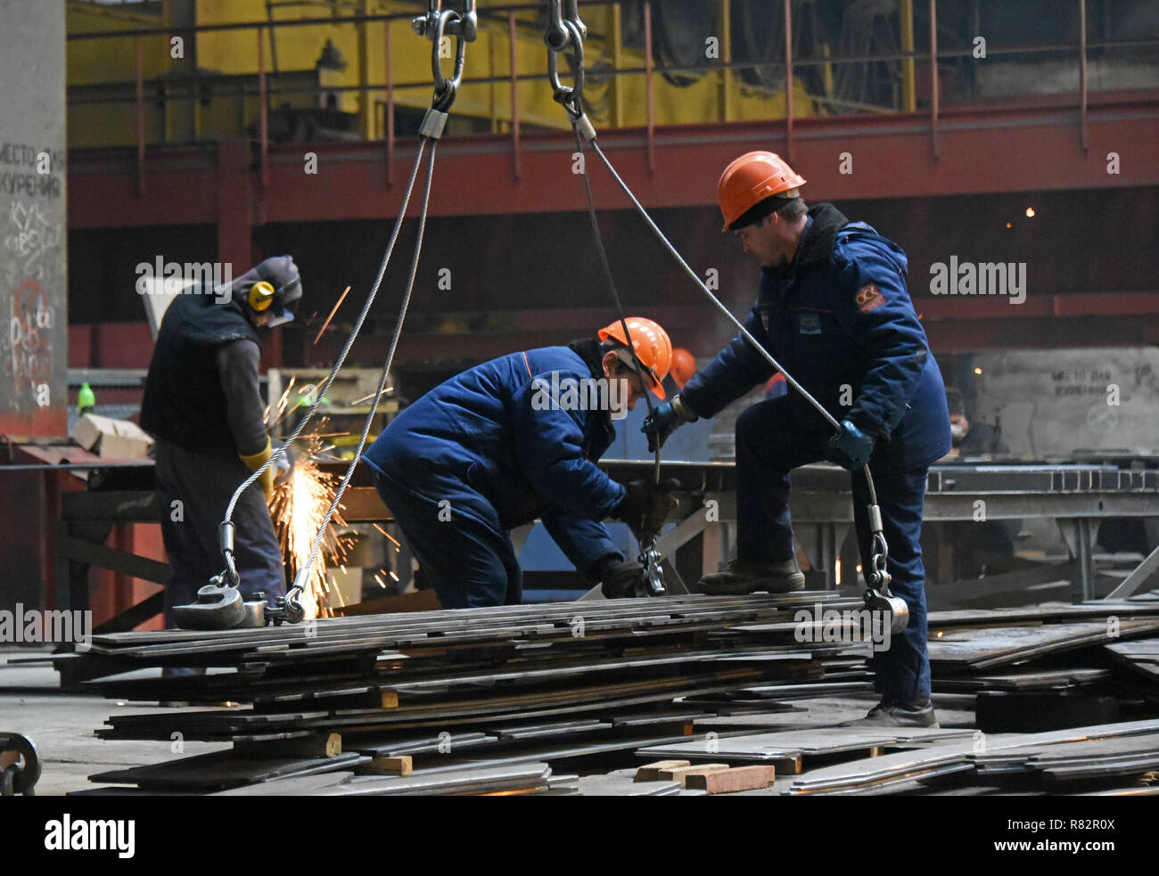 Ship building at the Russian shipyard "LOTOS" in Astrakhan, Russia ...