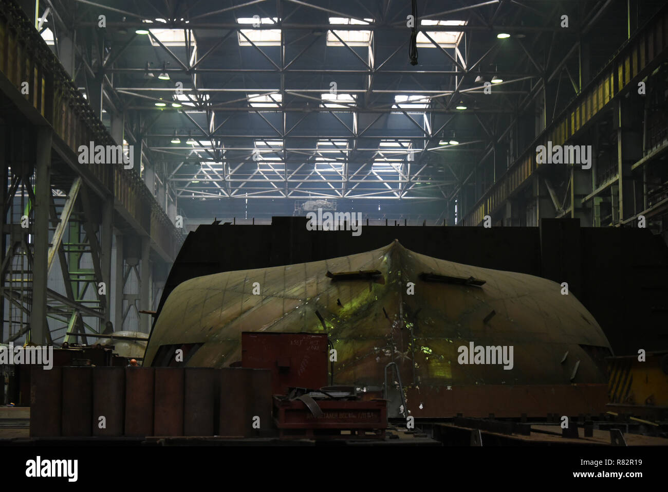 Ship building at the Russian shipyard "LOTOS" in Astrakhan, Russia ...