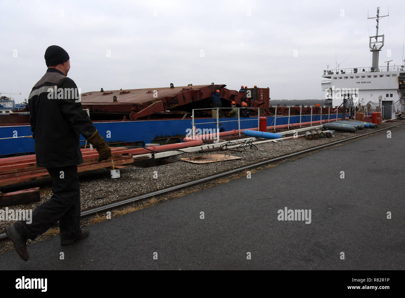 Ship building at the Russian shipyard "LOTOS" in Astrakhan, Russia ...