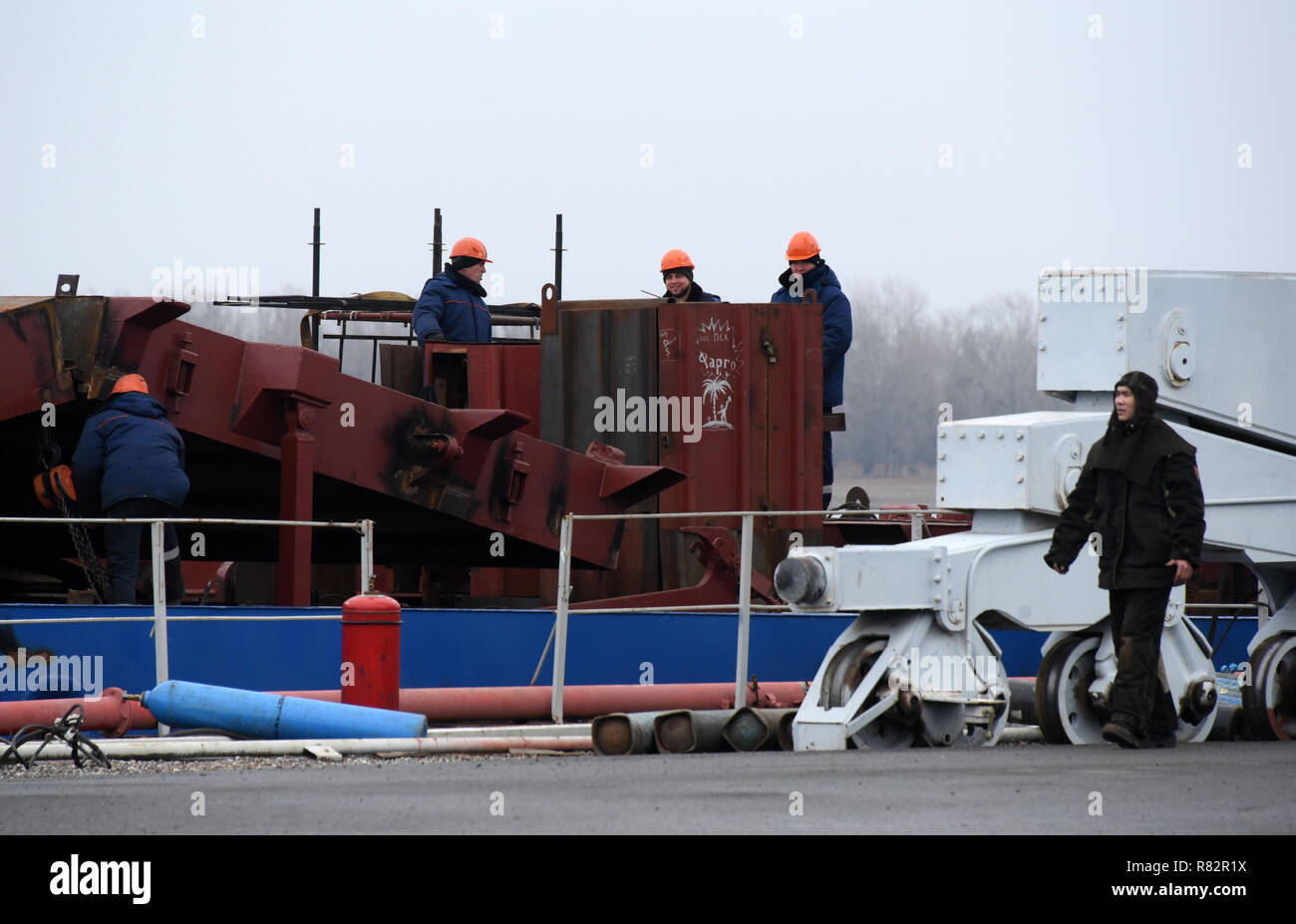 Ship building at the Russian shipyard "LOTOS" in Astrakhan, Russia ...