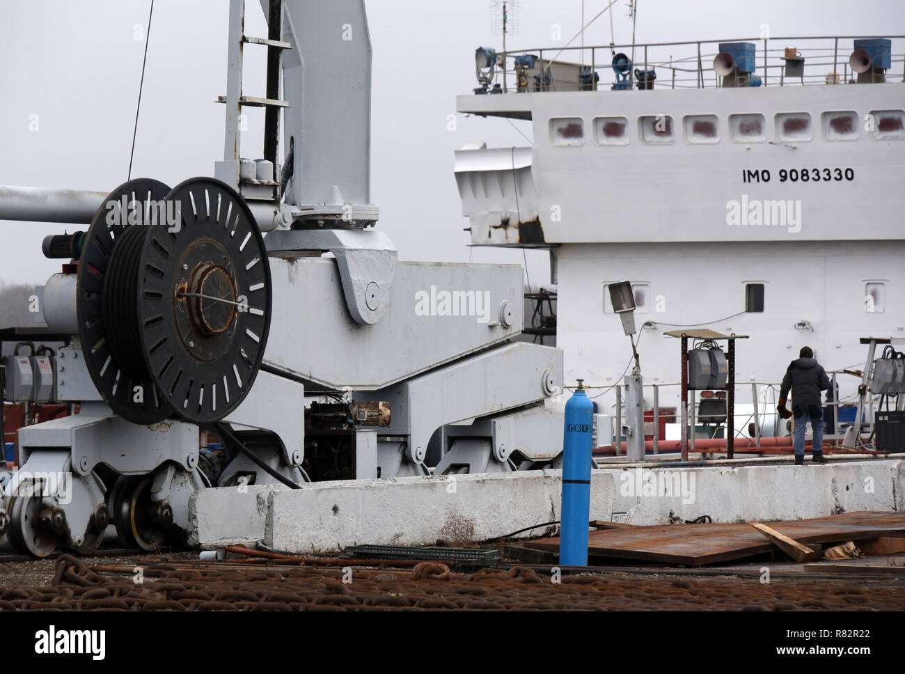 Ship building at the Russian shipyard "LOTOS" in Astrakhan, Russia ...