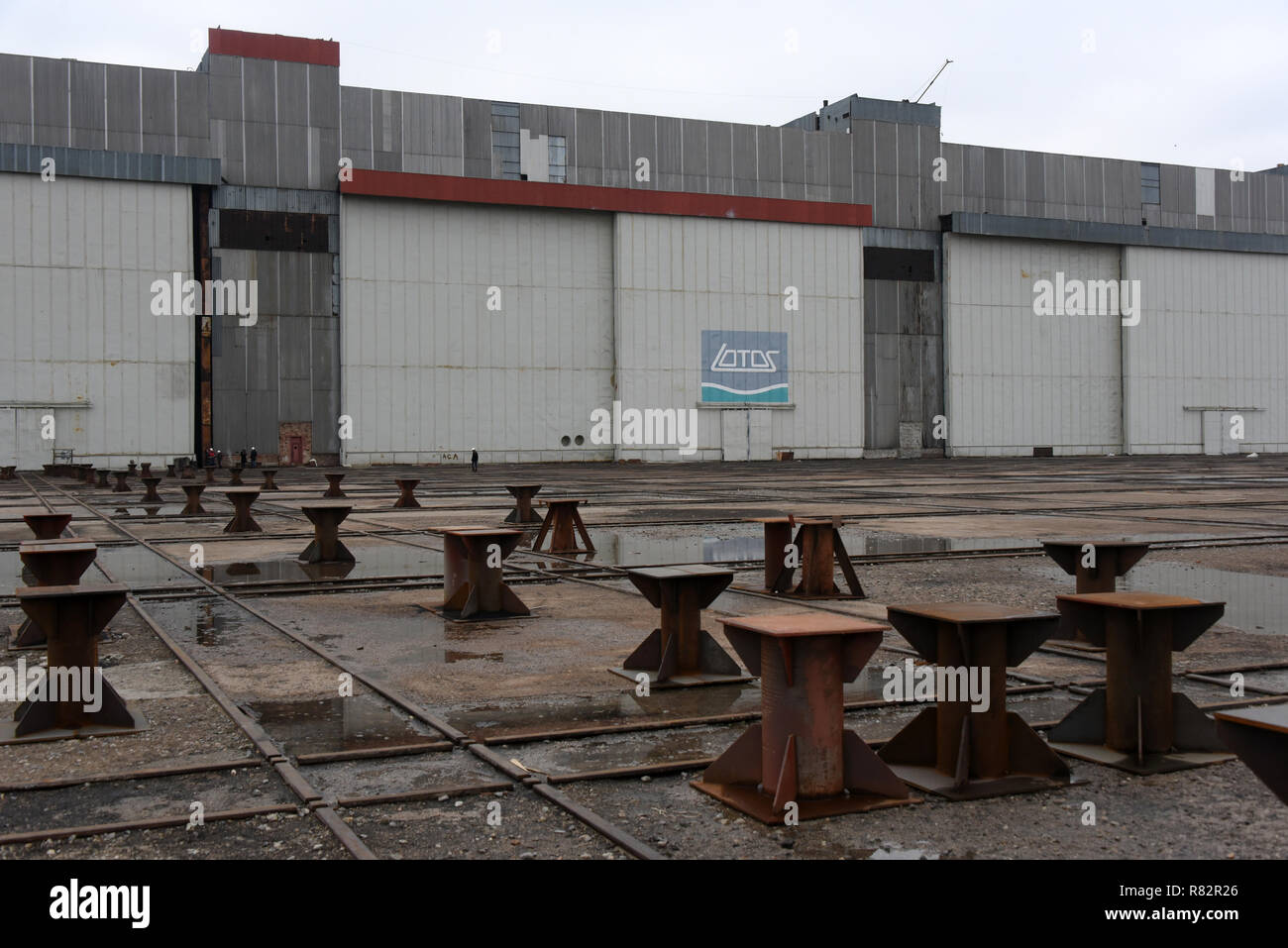 Ship building at the Russian shipyard "LOTOS" in Astrakhan, Russia ...