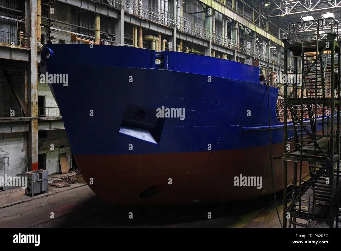 Ship building at the Russian shipyard "LOTOS" in Astrakhan, Russia ...