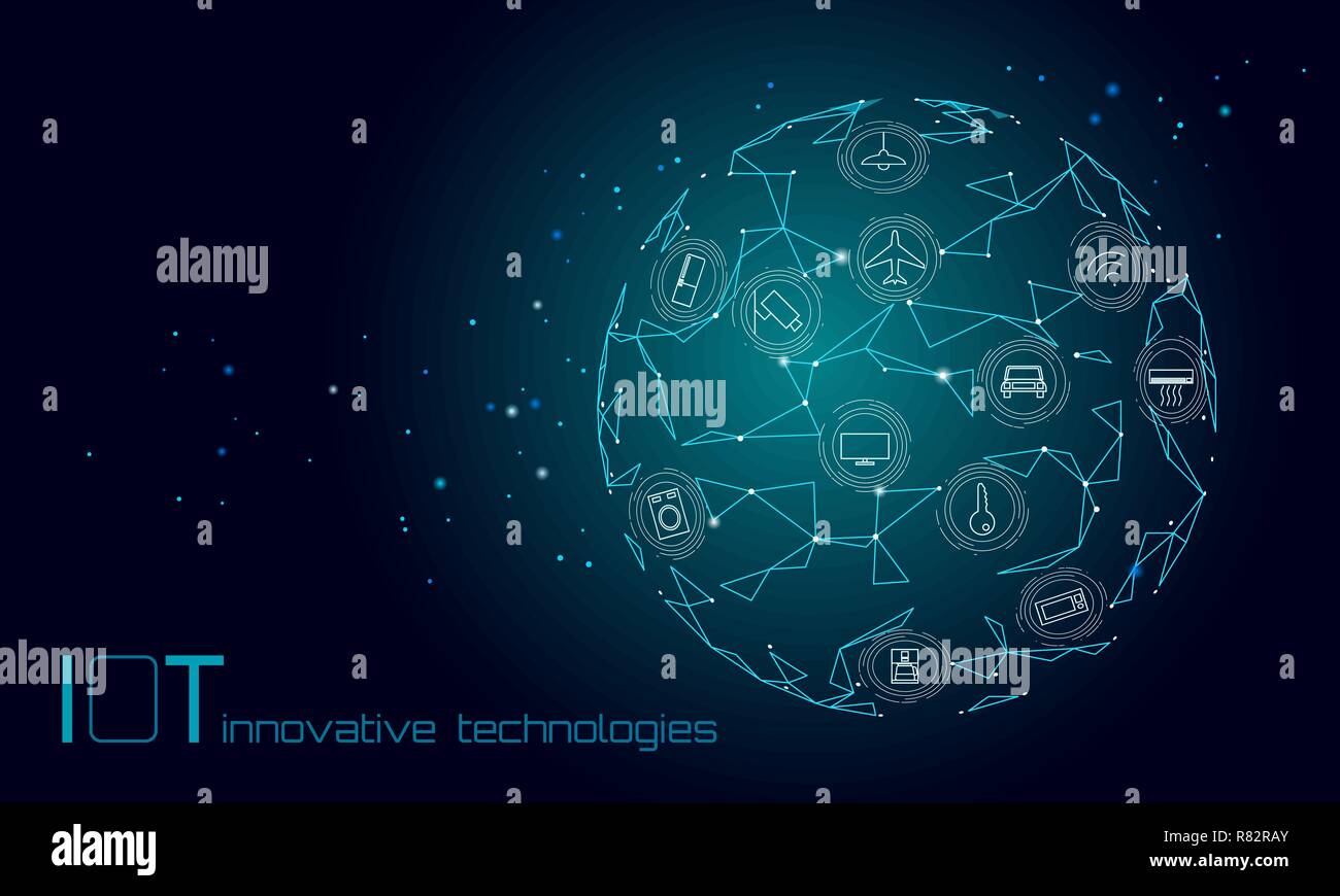 Blue space planet Earth internet of things icon innovation technology ...