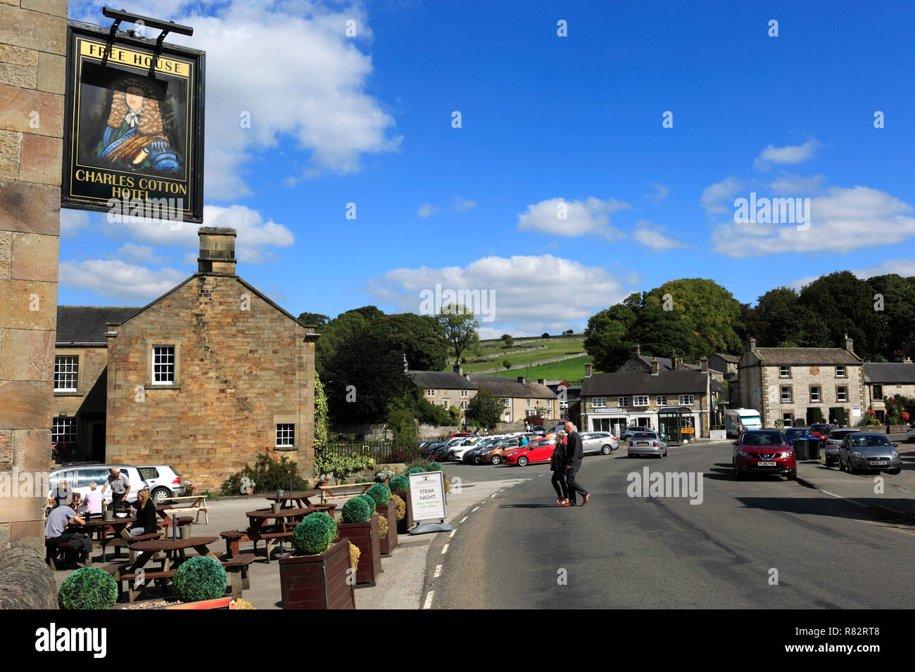 Summer view over Hartington village Green, Peak District National Park ...