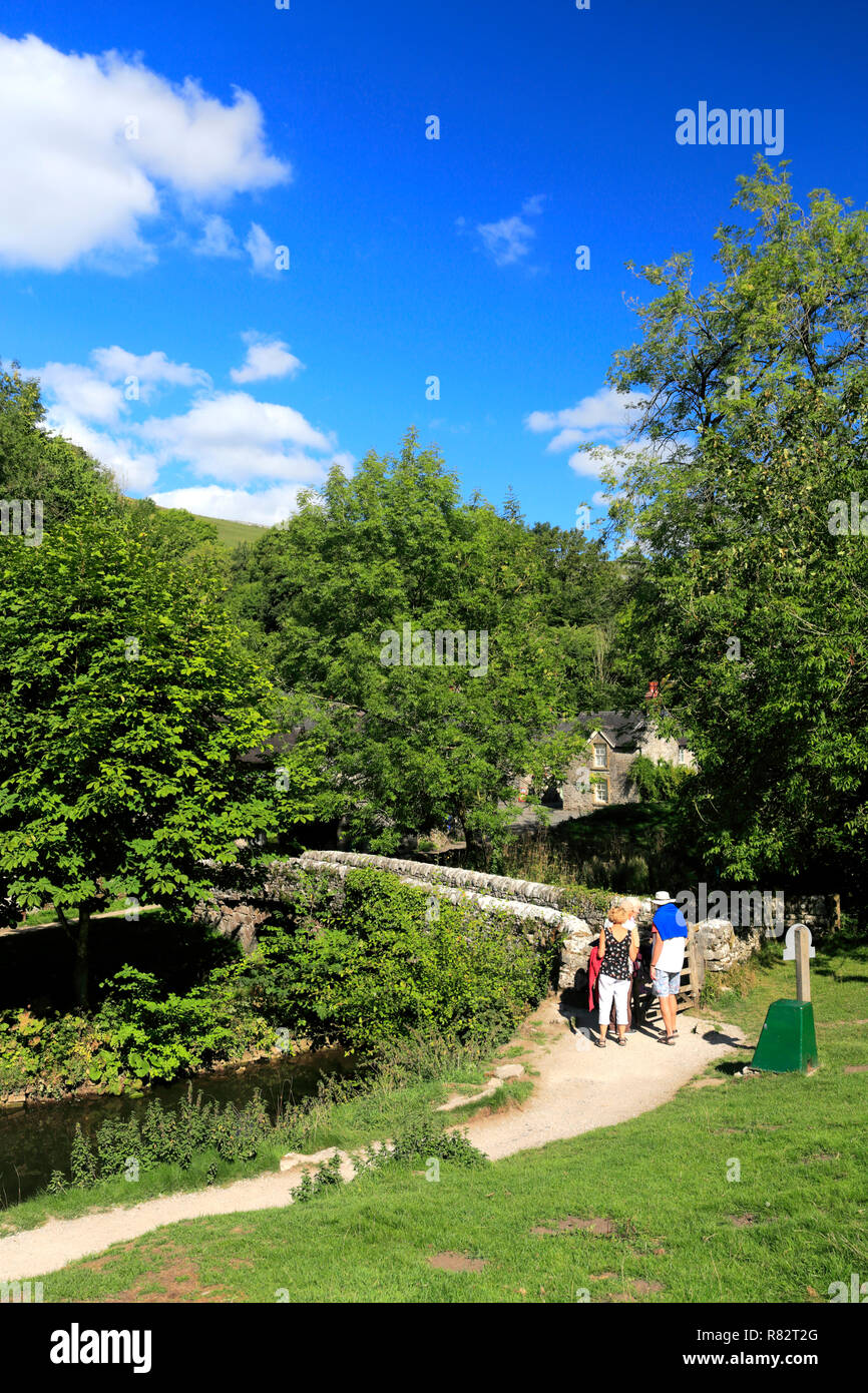Summer, the Viator Bridge at Milldale, river Dove, Dovedale, Upper Dove ...