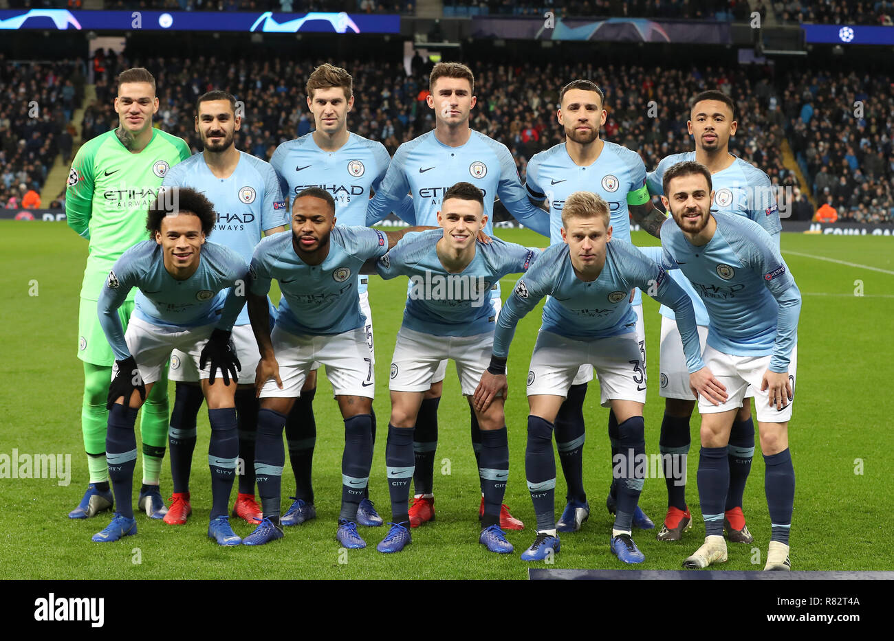 Manchester City's (back row-left to right) de Moraes Ederson, Ilkay ...