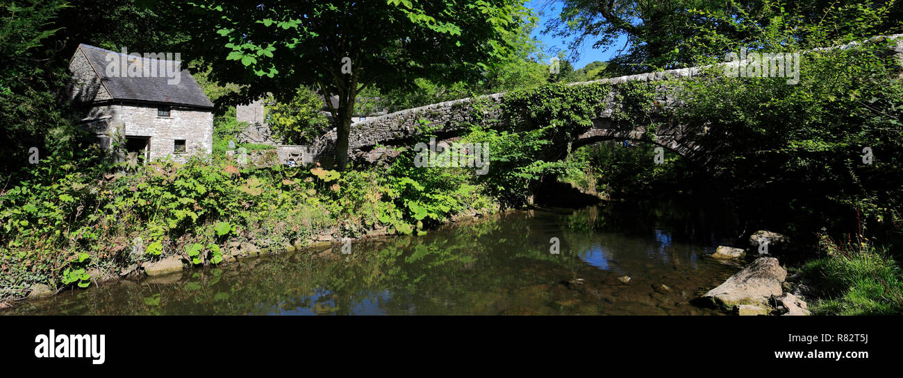 Summer, the Viator Bridge at Milldale, river Dove, Dovedale, Upper Dove ...
