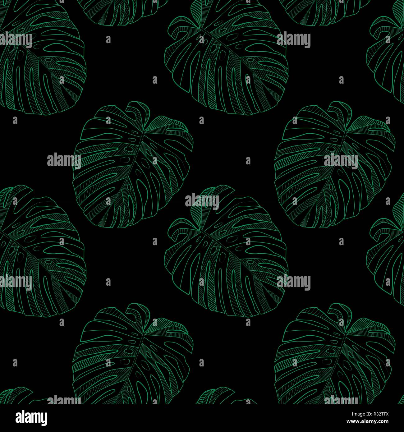 Abstract tropical monstera leaf seamless pattern background. Vector ...