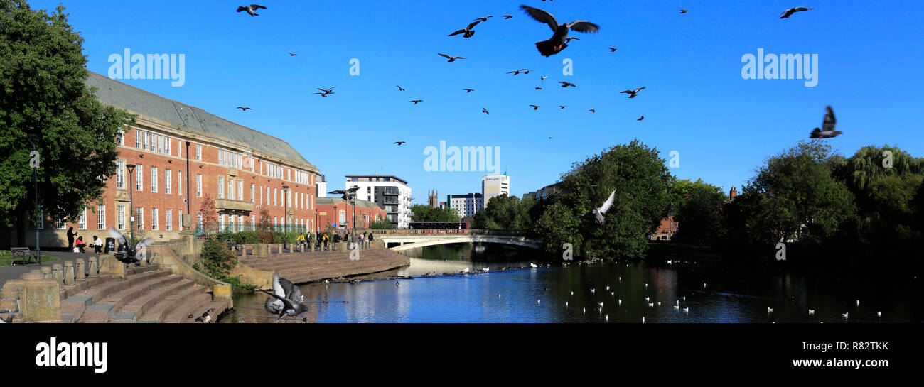 Derby City Council offices on the banks of the river Derwent, Derby ...