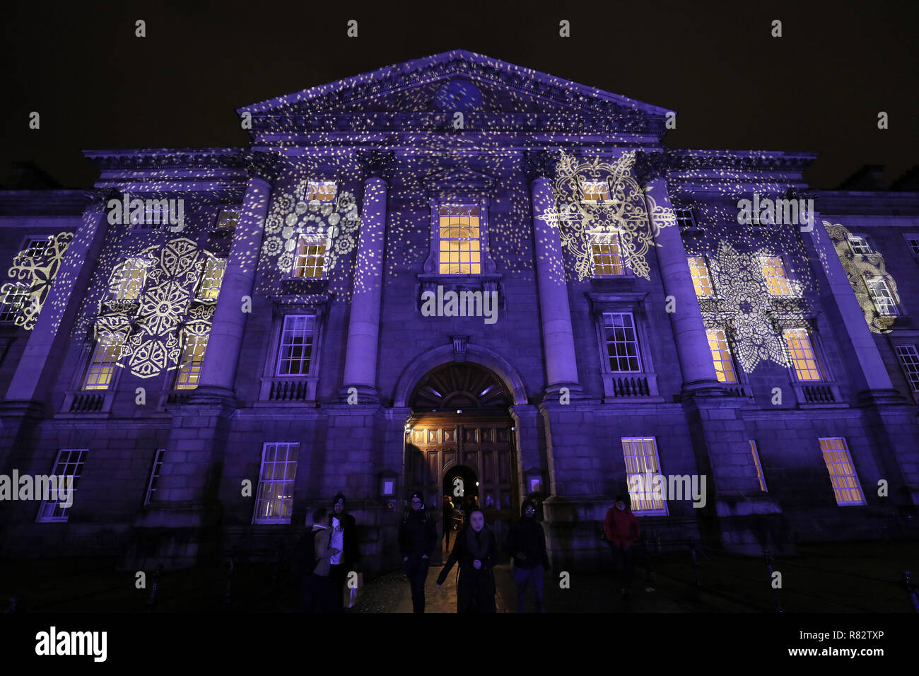 Trinity College which is illuminated as part of Dublin City council's ...