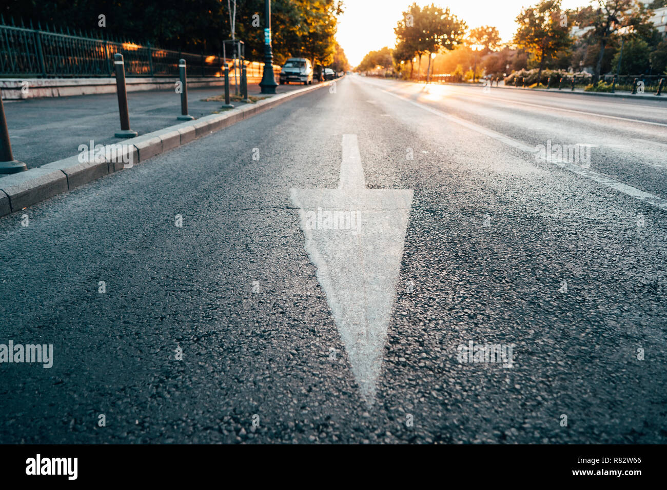 Arrow signs as road markings on a street Stock Photo - Alamy