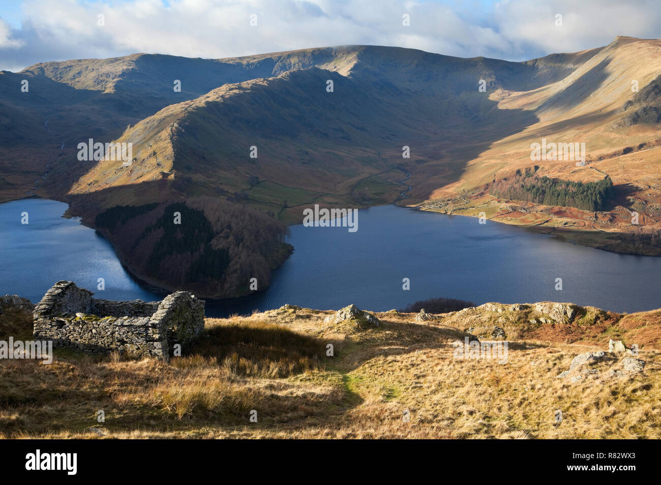 Ruined building on the Corpse Road above Haweswater in Mardale, Cumbria ...