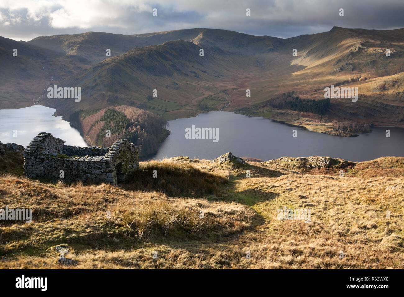 Ruined building on the Corpse Road above Haweswater in Mardale, Cumbria ...