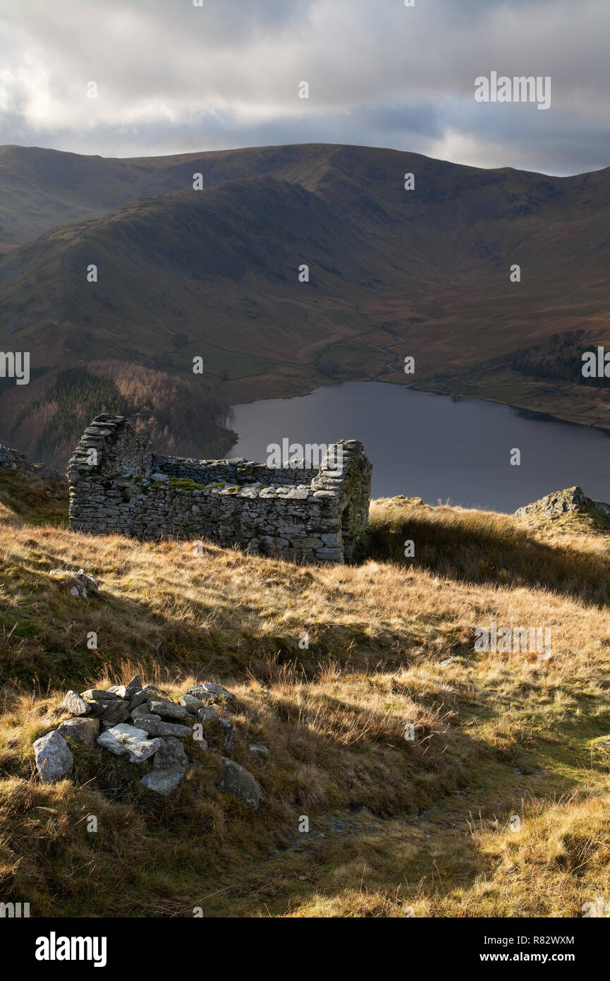 Ruined building on the Corpse Road above Haweswater in Mardale, Cumbria ...
