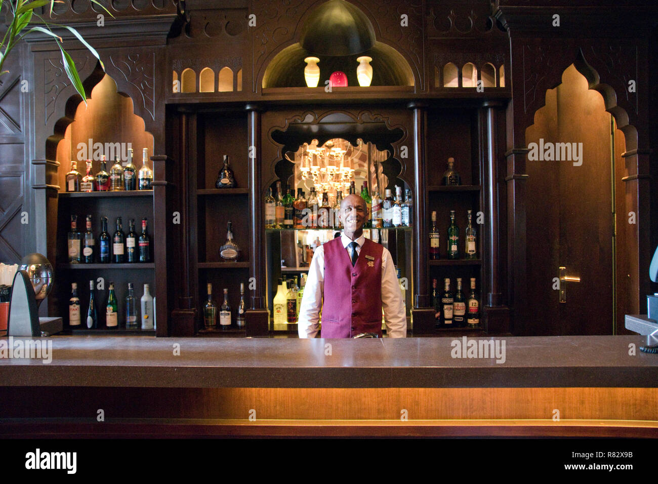 The Nubian bartender at the bar of the British colonial-era Old ...