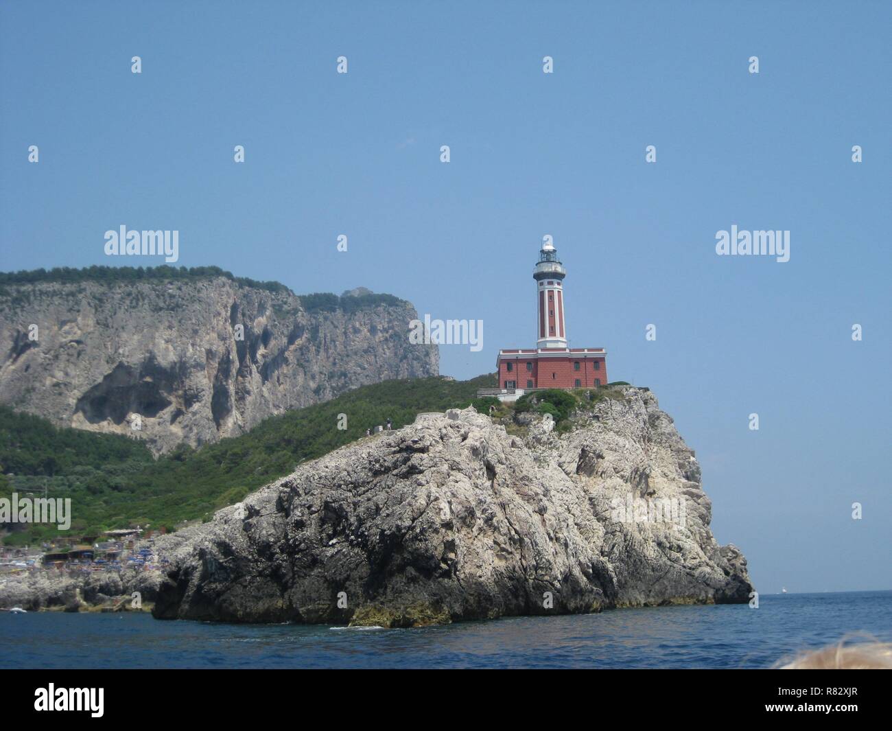 Punta Carena lighthouse on the southwest coast of the Isla of Capri ...