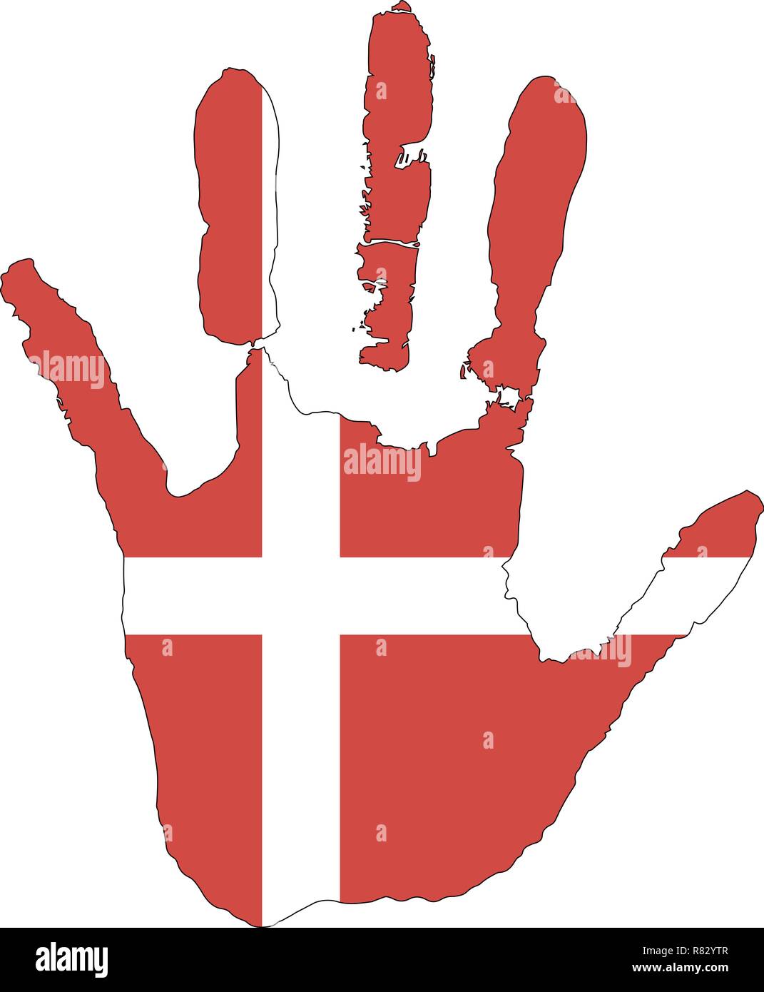 red, white color of the flag. vector handprint in the form of the flag ...