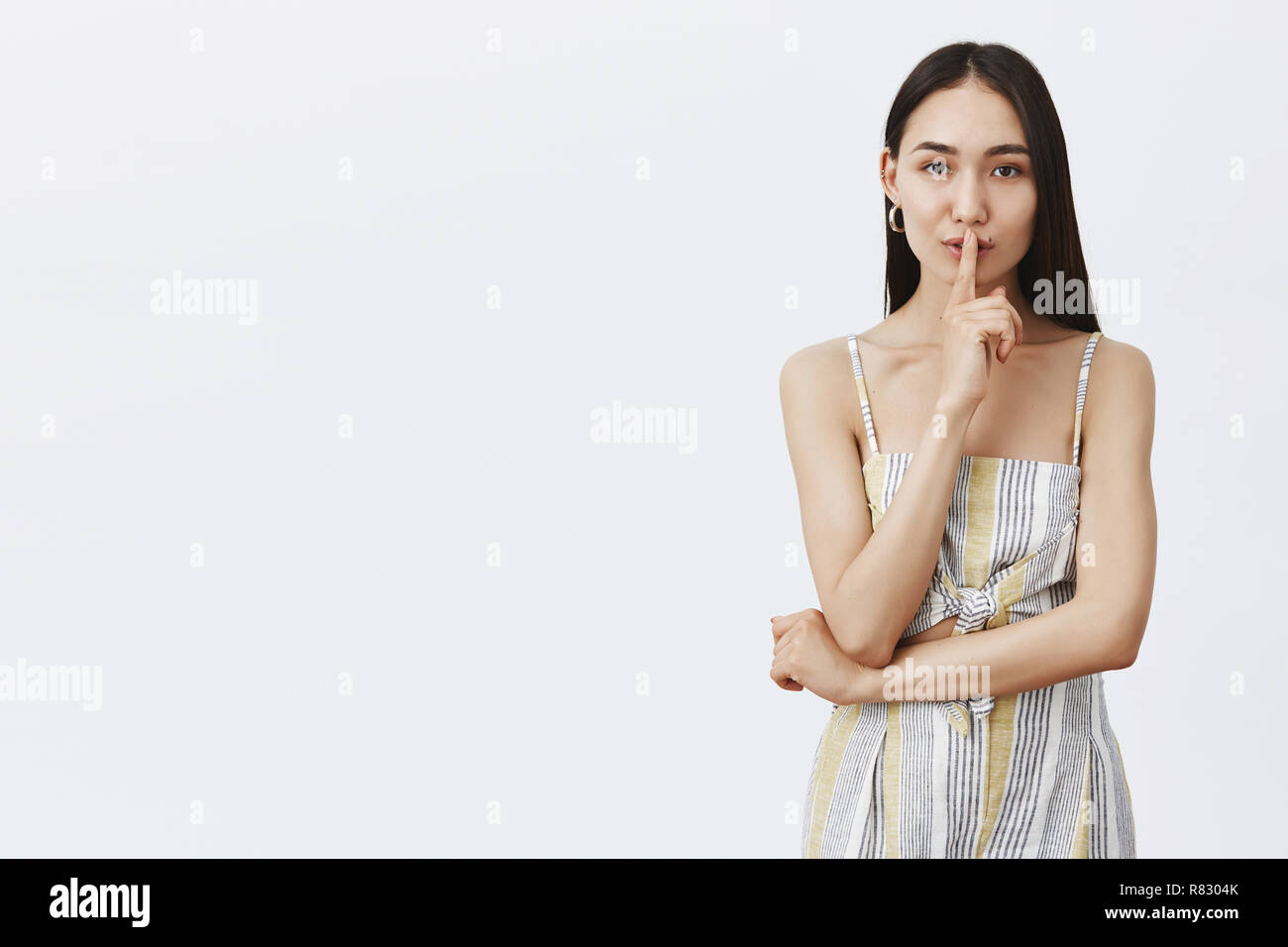 Girl sharing her secrets of beauty. Portrait of charming sensual and ...