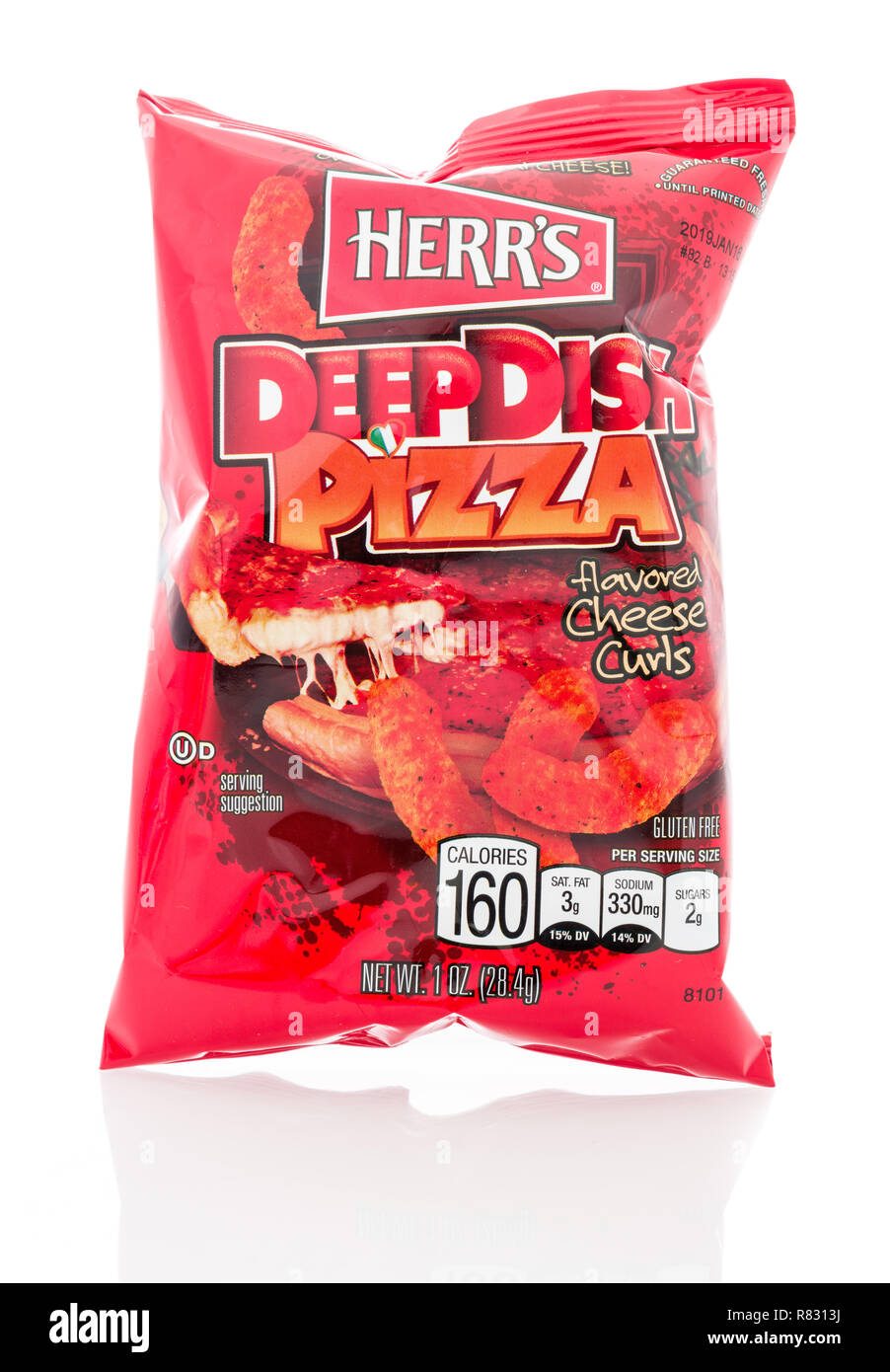 Winneconne Wi 10 December 2018 A Package Of Herrs Deep Dish Pizza Chips On An Isolated
