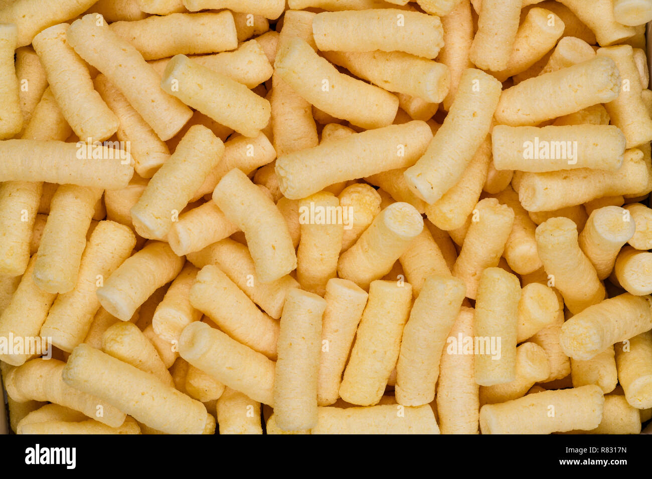 Corn puffs snack food texture background, close up detail Stock Photo ...