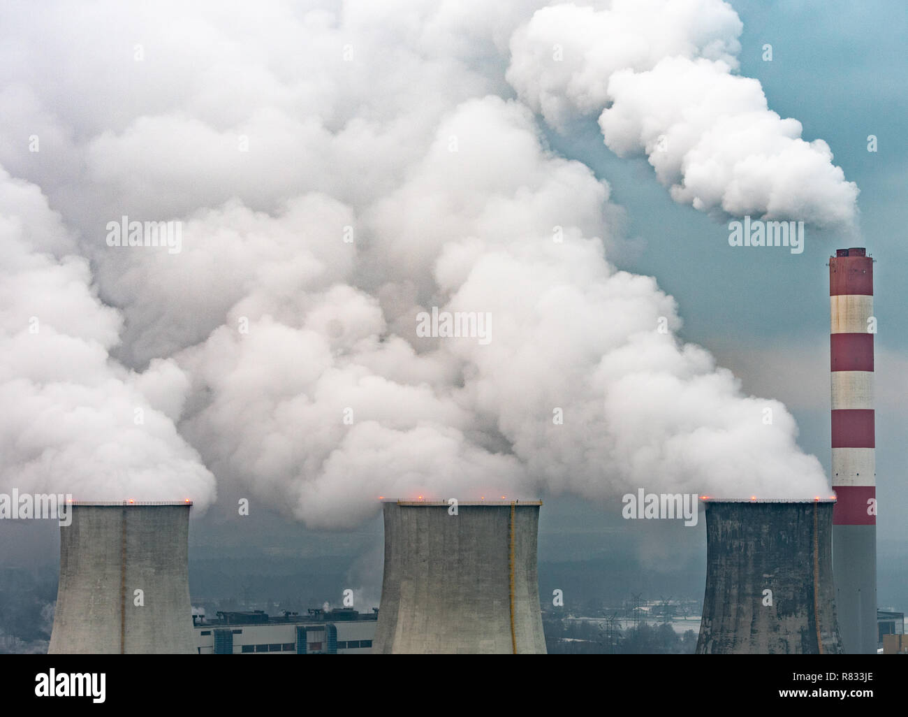Laziska Gorne, Poland. 12th Dec, 2018. Smoke and steam rise from the ...