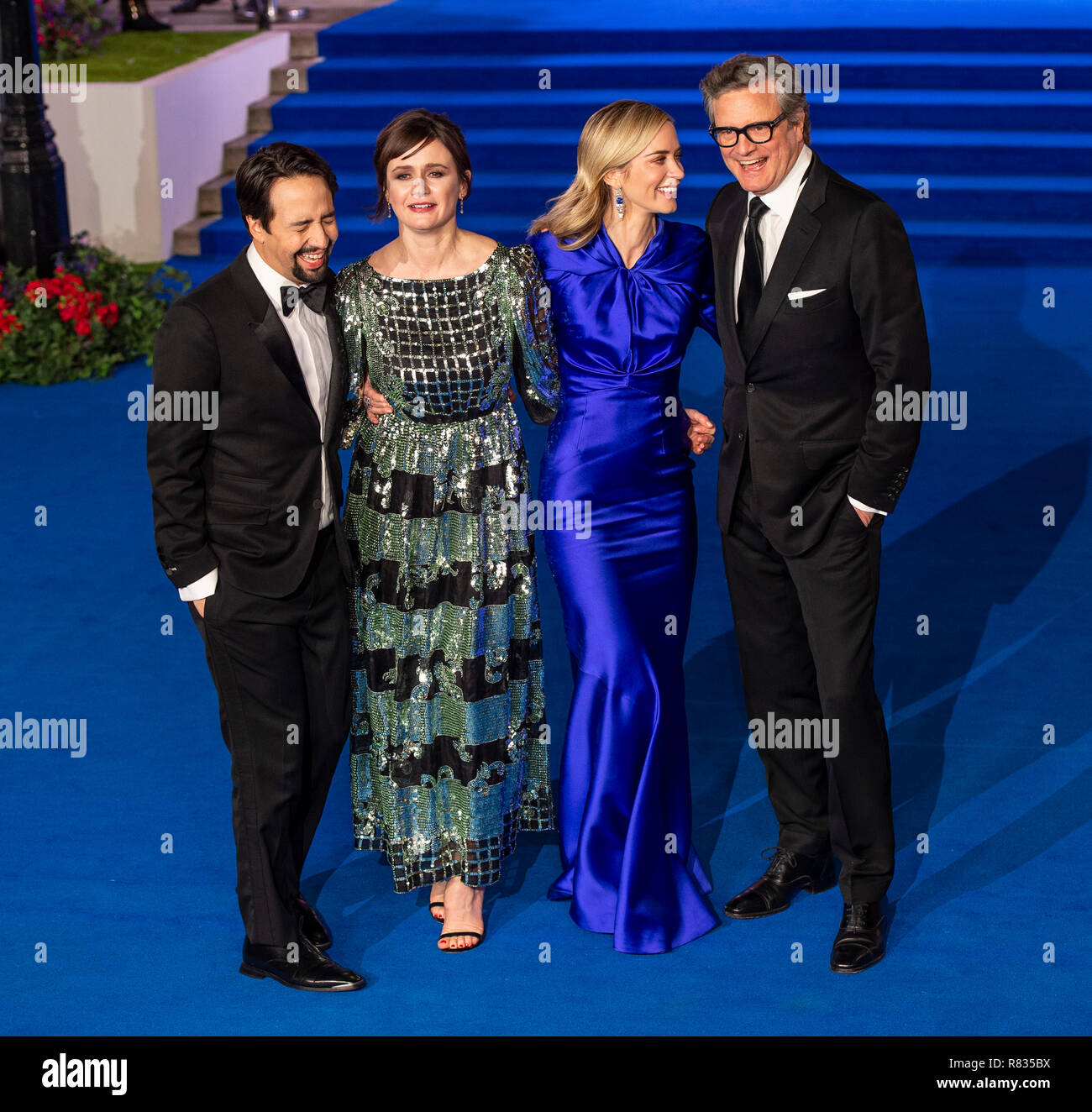 London, UK. 12th Dec 2018. L-R) Lin-Manuel Miranda, Emily Mortimer ...